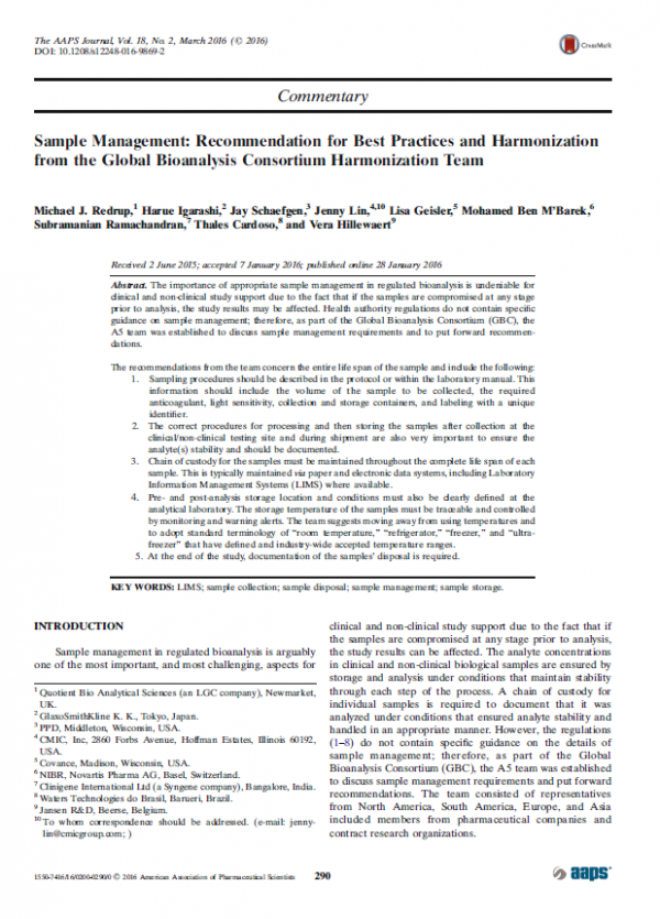 Sample Management: Best Practices & Harmonization | CMIC